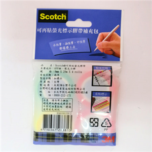 國軍福利站網路商店. 3M Scotch可再貼螢光活貼膠帶補充包/812R4/4色